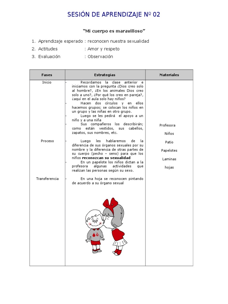 Sesión de Aprendizaje Mi Cuerpo Es Maravilloso | PDF
