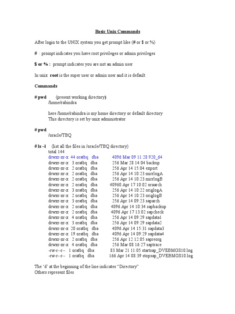 Basic Unix Commands | Download Free PDF | Superuser | Operating System ...