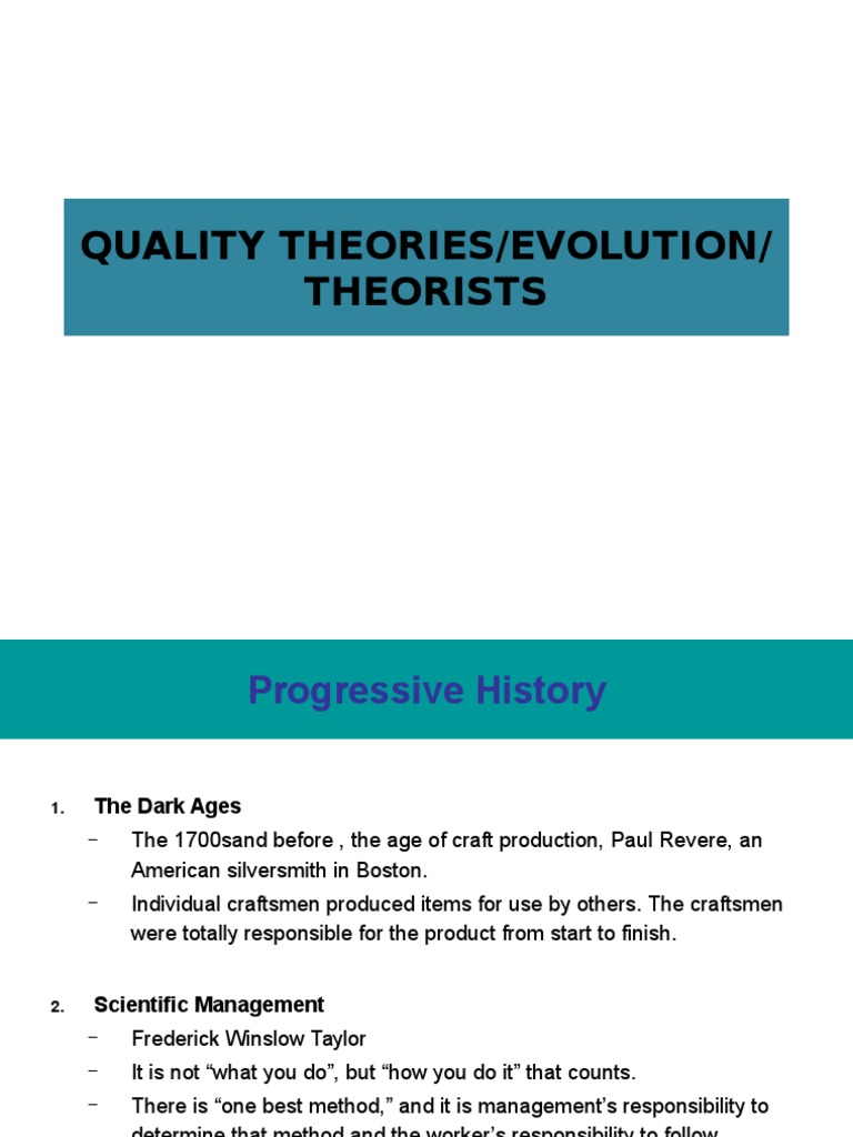 Evolution of Quality Theories | PDF