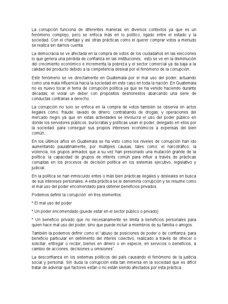 Corrupcion En La Politica Pdf Corrupción Política Guatemala