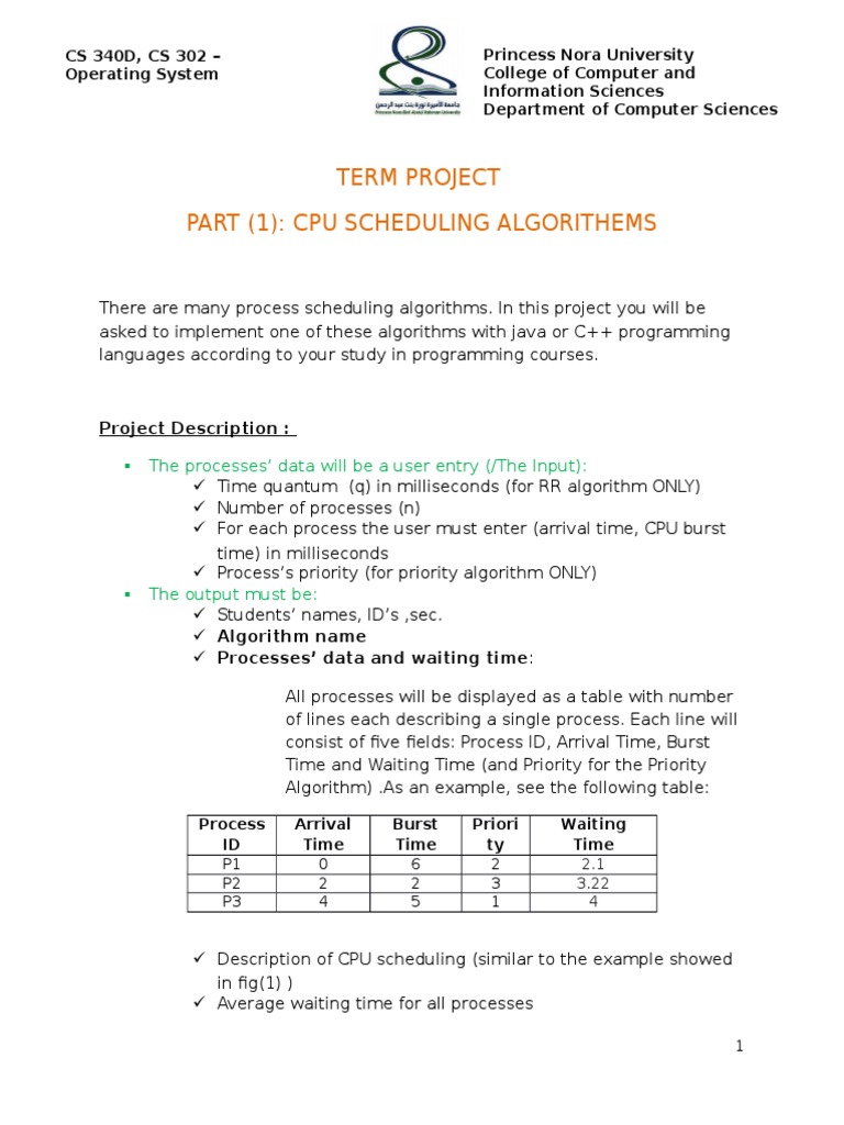 Term Project Updated | PDF | Scheduling (Computing) | Operating System
