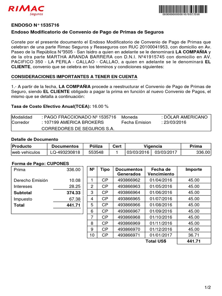 Martha Aranda Barrera 553548 (Financ) Rveh | PDF | Seguro | Dólar de ...