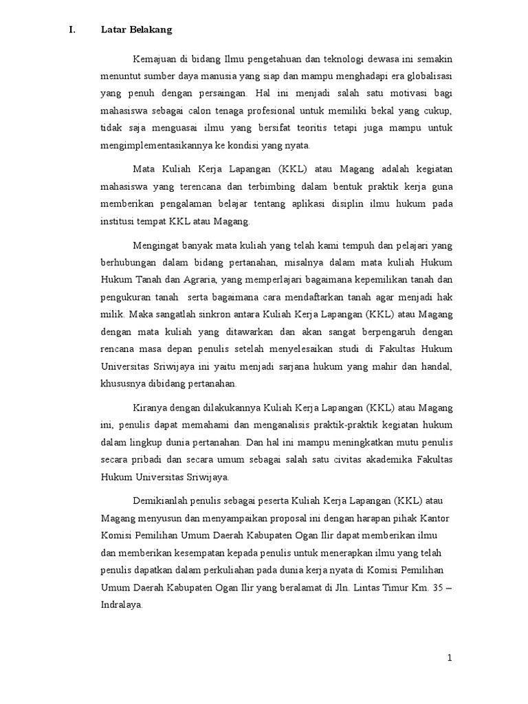 Contoh Proposal KKL | PDF | Karier & Perkembangan