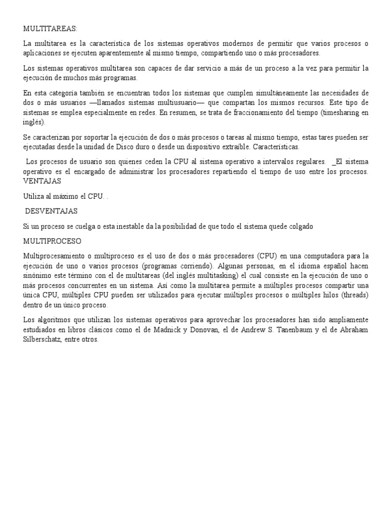 Análisis de los conceptos clave de la multitarea, multiprocesamiento y ...