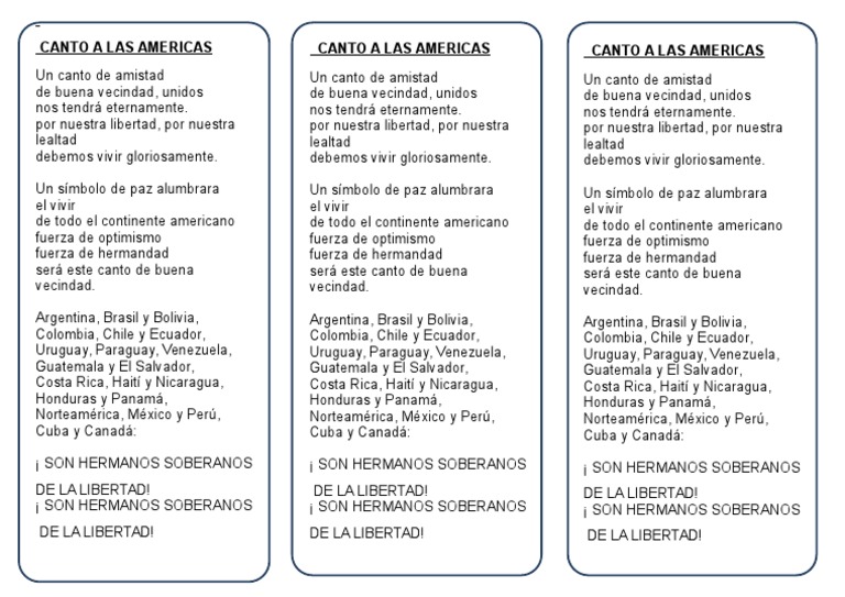 Canto A Las Americas | PDF | Américas | América del Sur