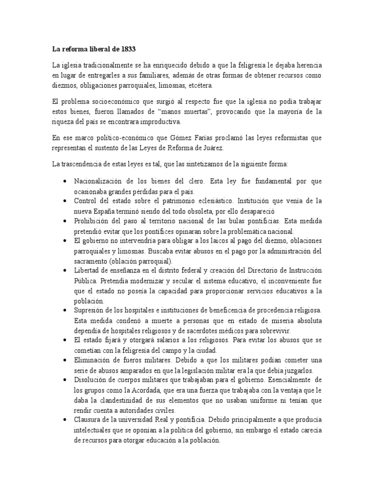 La Reforma Liberal de 1833 | PDF | Ciudad de México | México