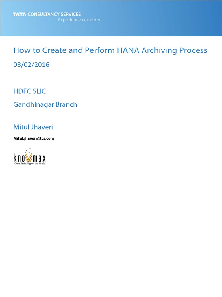 How To Perform HANA Archiving Process | PDF | Computer Data Storage | Databases