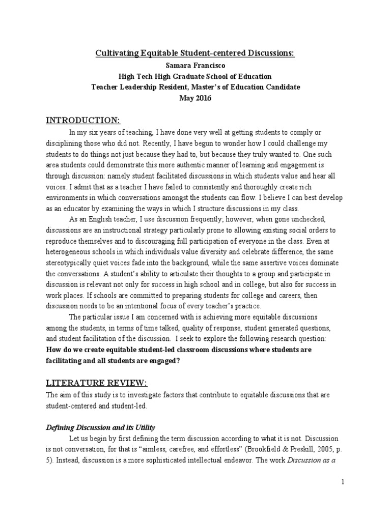 Equitable Student-Led Discussions | PDF | Conversation | Project Based ...