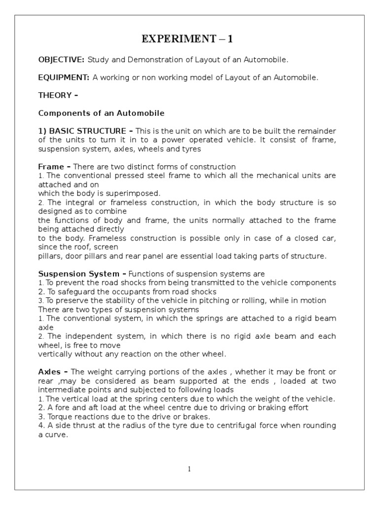 Layout of Automobile | PDF | Transmission (Mechanics) | Axle
