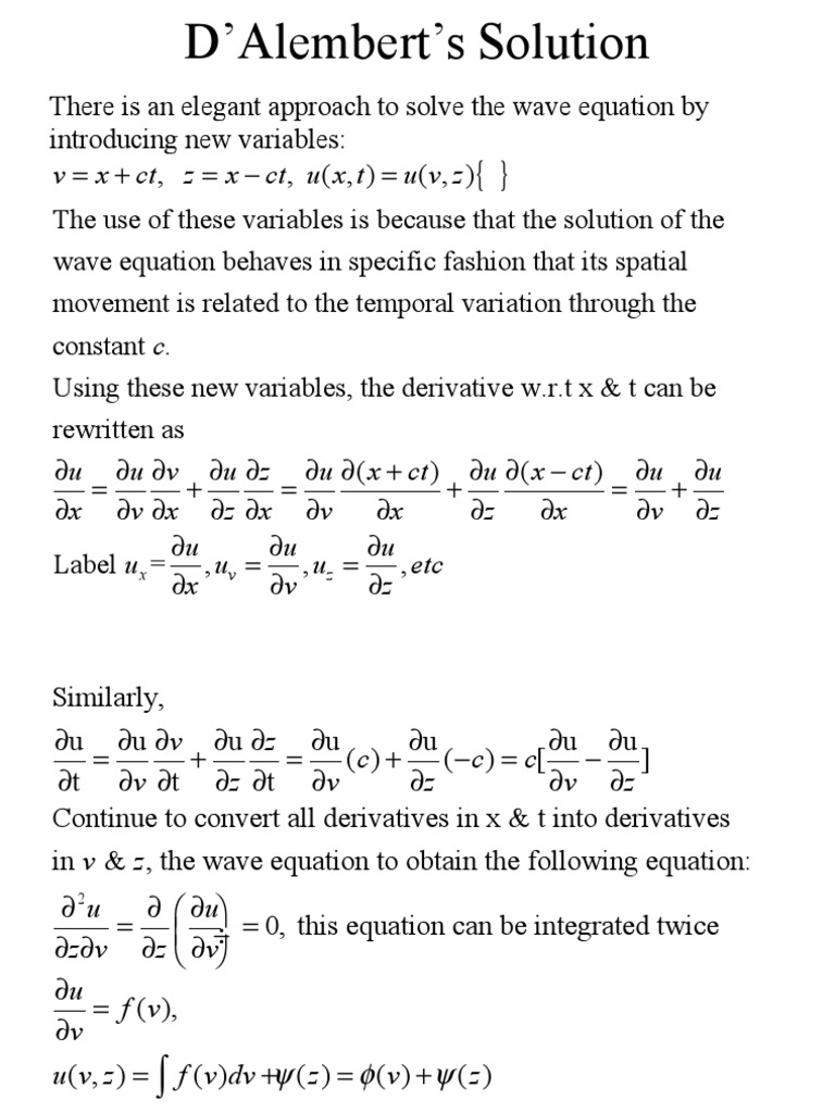 D'Alembert's Solution | PDF | Wave Equation | Waves