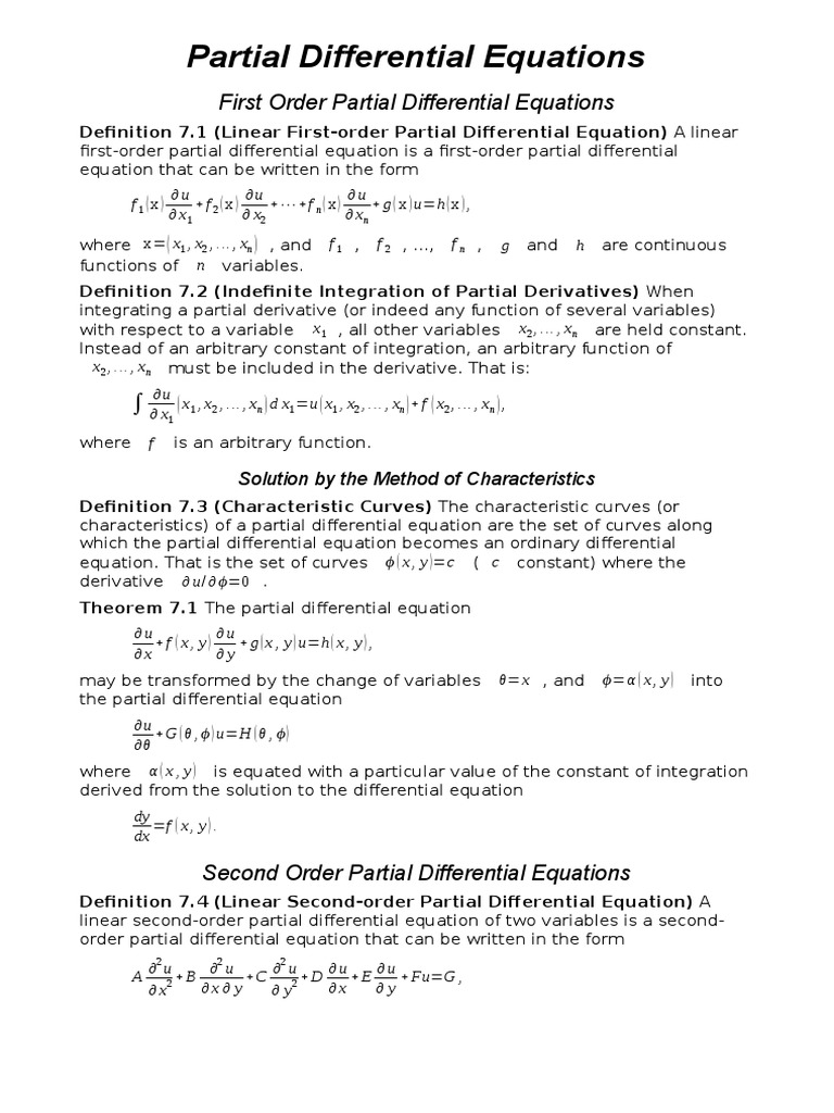 Overview of Partial Differential Equations | PDF | Partial Differential ...