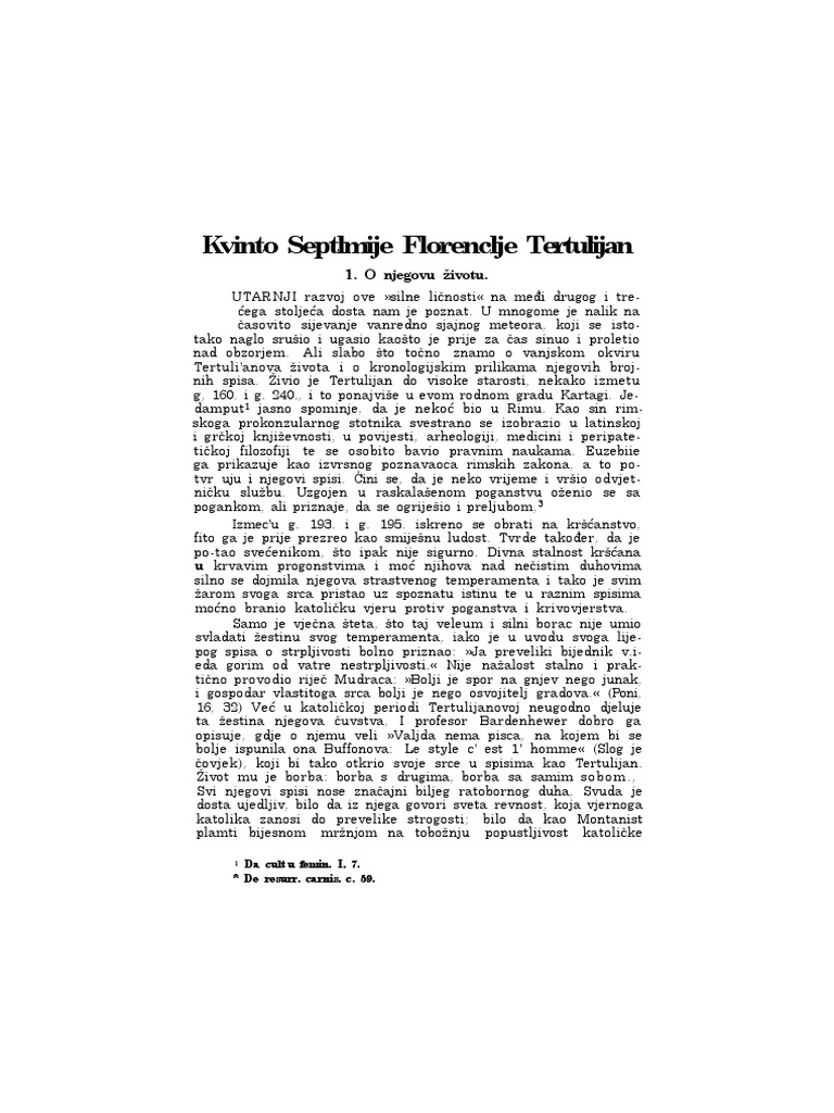 10 3 Kvinto Septimije Florencije Tertulijan I P Bock D I PDF | PDF