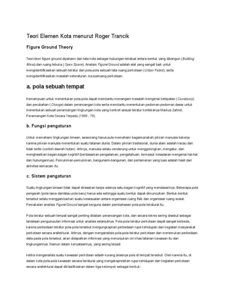 Teori Elemen Kota Menurut Roger Trancik | PDF