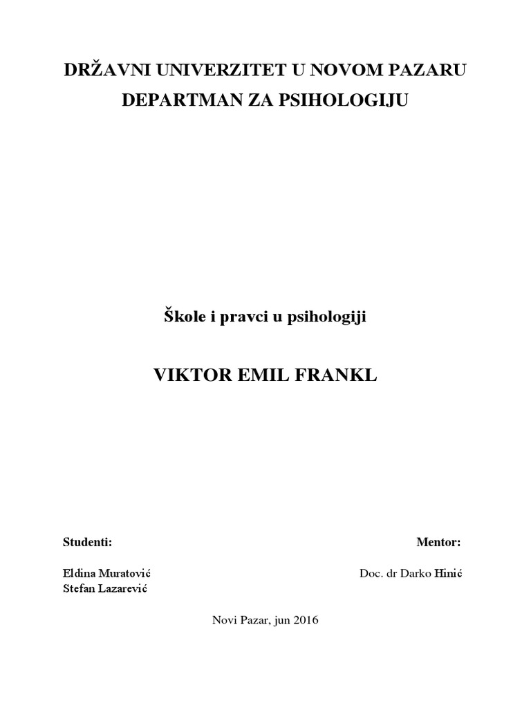 Viktor Emil Frankl - Biografija | PDF