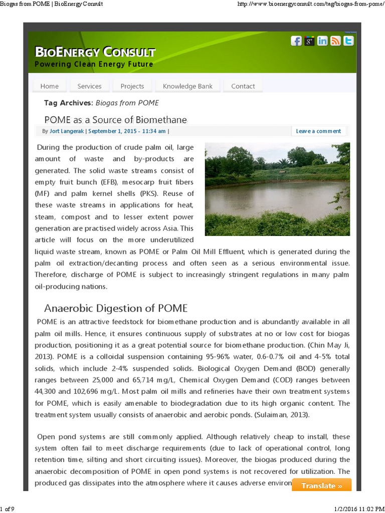 Biomethane Potential from POME | PDF | Biogas | Anaerobic Digestion
