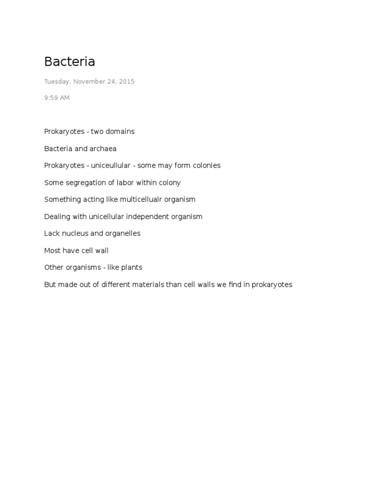 Biology 101 Bacteria Notes | PDF | Archaea | Bacteria