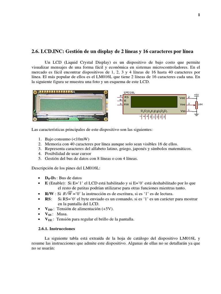 LCD LM016 | PDF | Poco | Puntero (Programación de computadora)
