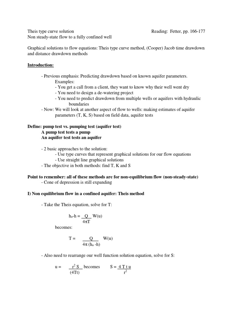 Theis Graphic Solution | PDF | Hydrology | Teaching Mathematics