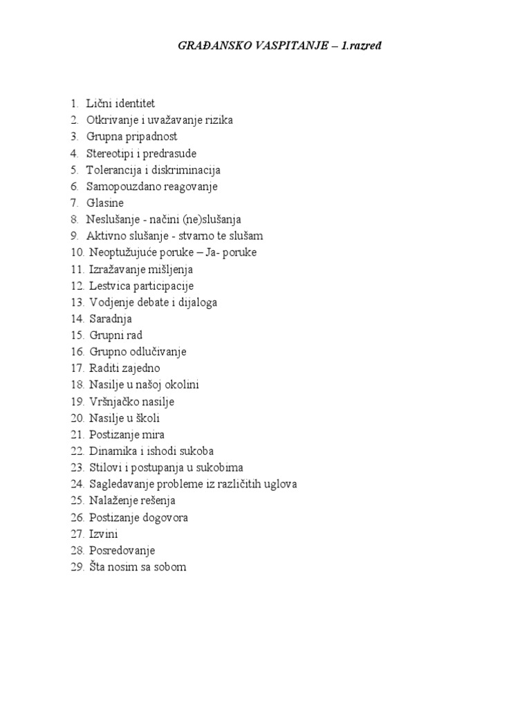 Gradjansko Vaspitanje Pitanja | PDF
