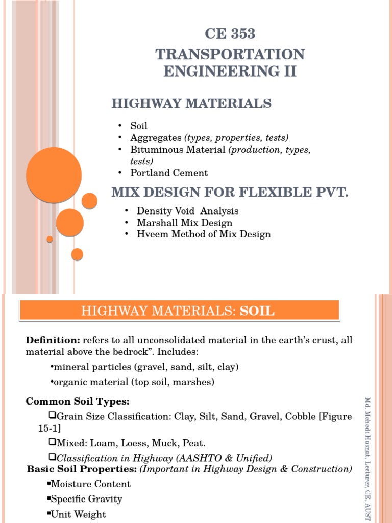 Highway Materials & Mix Design Ppt. MMH | PDF | Asphalt | Road Surface