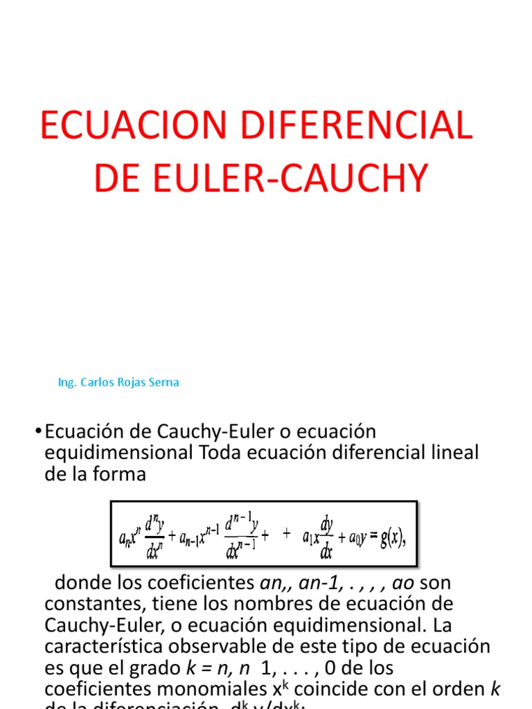 Ecuaciones Diferenciales Cauchy-Euler | PDF | Métodos y materiales de ...