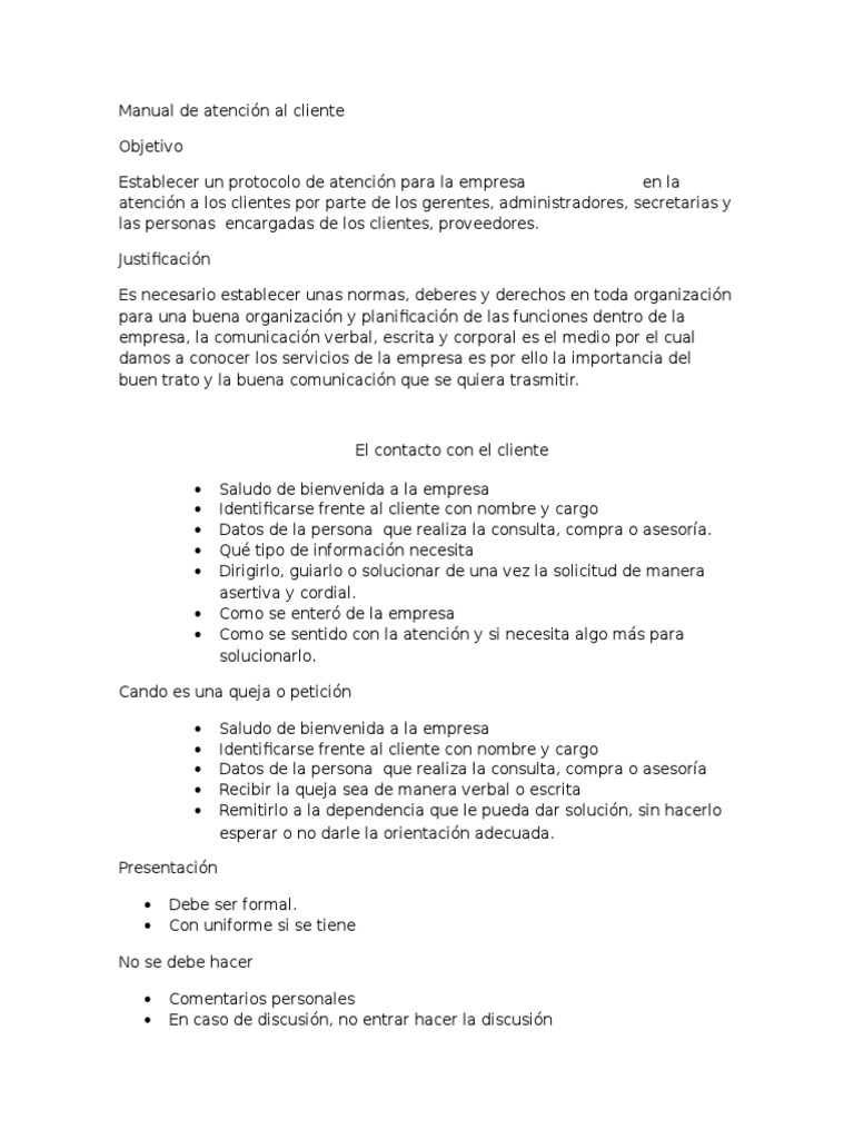 Manual de Atención Al Cliente