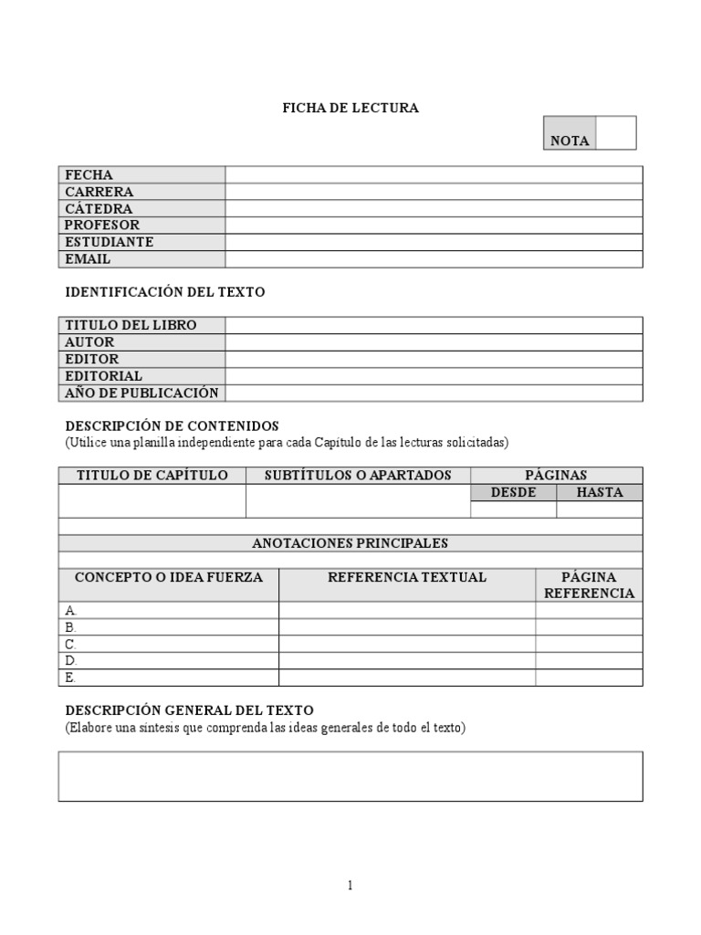 Formato Fichaje de Textos | PDF
