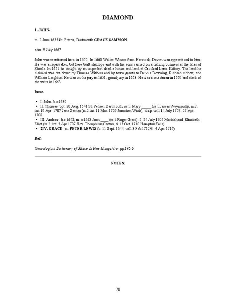 Diamond Genealogy | PDF
