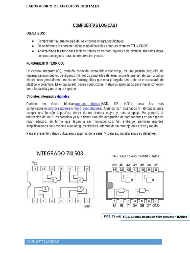 Laboratorio de Circuitos Digitales 2 | PDF | Circuito integrado | Puerta lógica