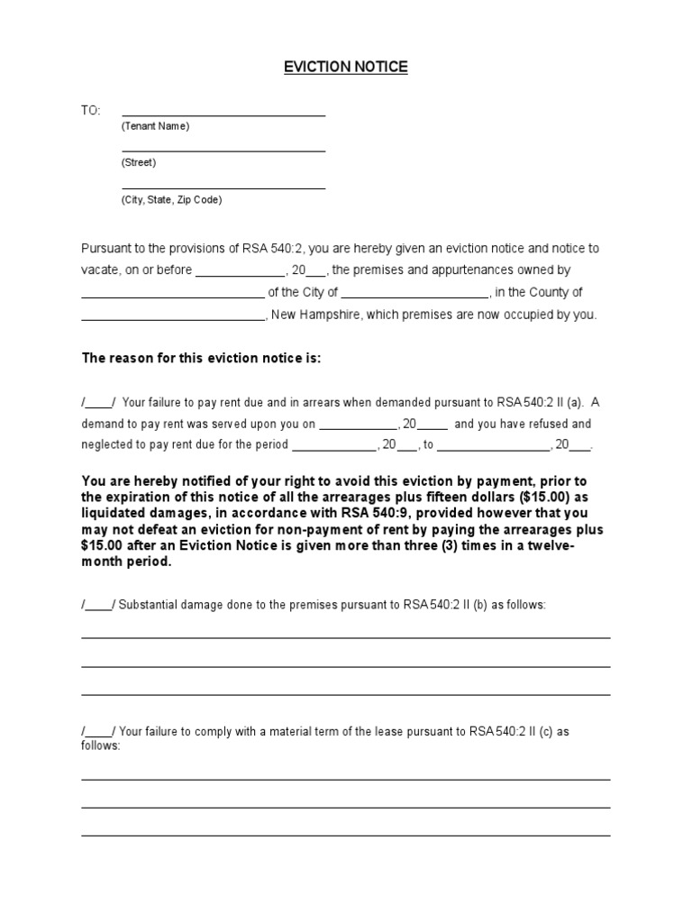Eviction Notice for Non-Payment of Rent | PDF | Law