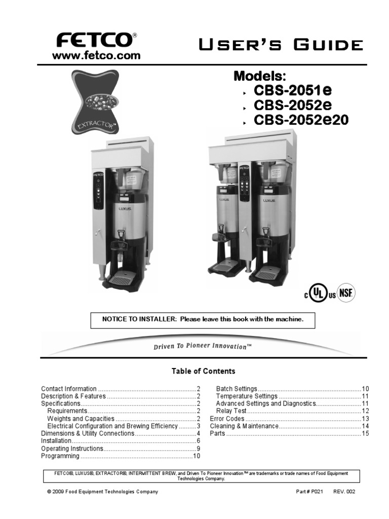 Fetco Cbs 2052e | Water Heating | Pipe (Fluid Conveyance)