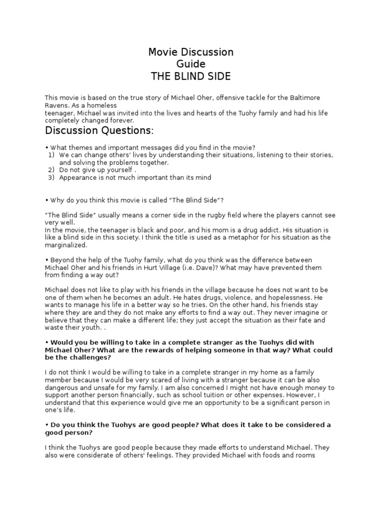 The Blind Side: Discussion Guide | PDF | Teaching And Learning | Teachers