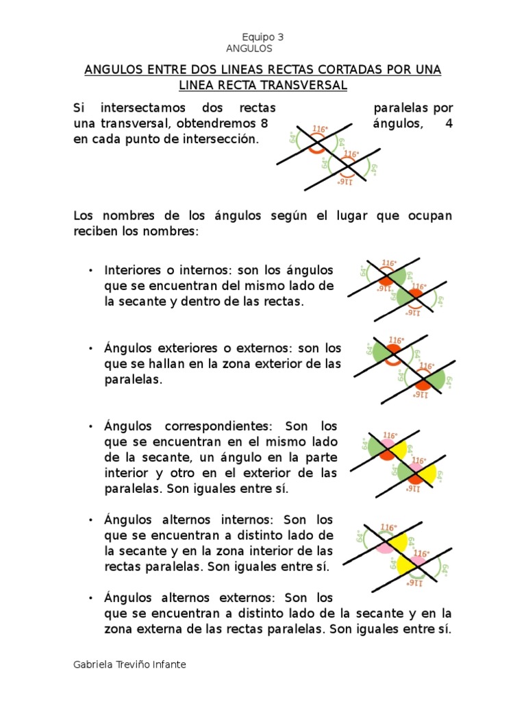 Hojas De Trabajo De Rectas Paralelas Y Transversales GUIA DE