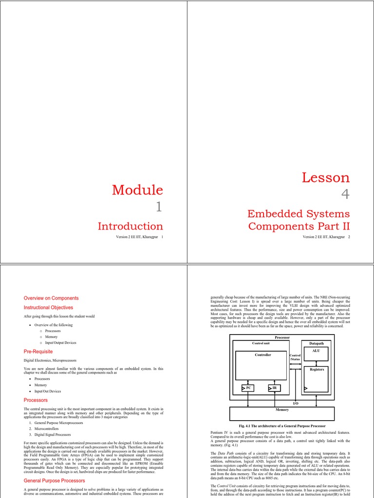 Embedded Systems Components Part 2 Pdf Central Processing Unit Microcontroller
