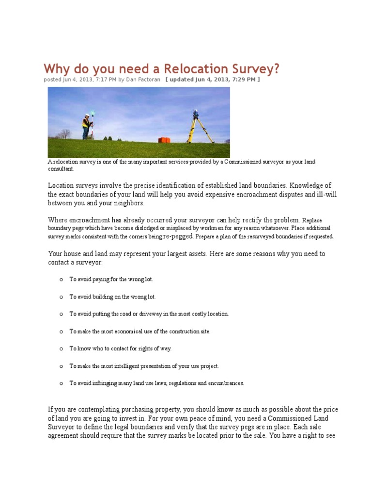 Relocation Survey Definition | PDF | Fence | Surveying