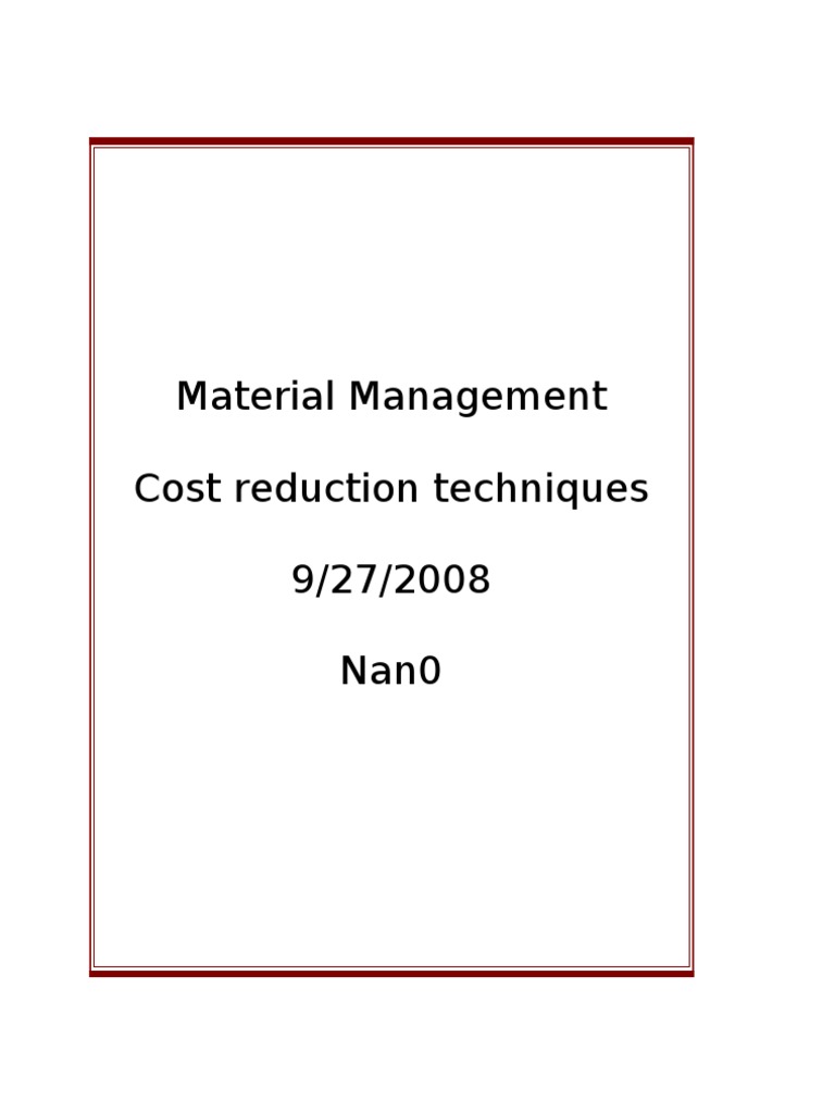 Cost Reduction Techniques | PDF | Lean Manufacturing | Six Sigma