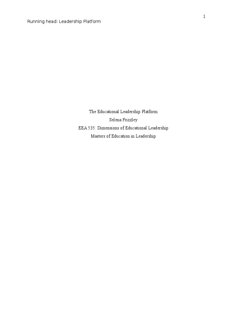 Educational Leadership Platform Final | PDF | Leadership | Goal