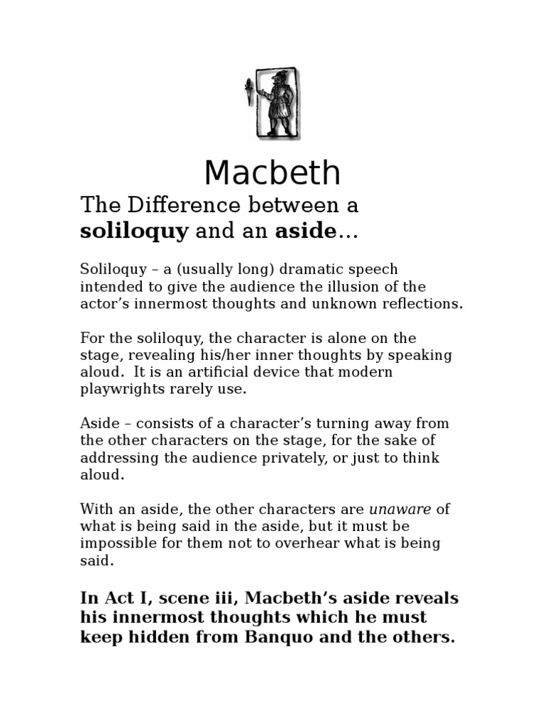 Soliloquy vs. Aside in Macbeth | PDF | General Fiction