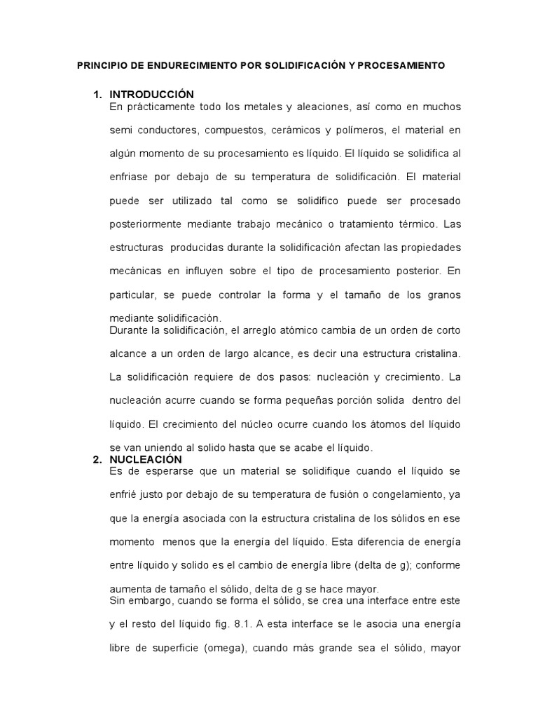 PRINCIPIO de Endurecimiento Por Solidificación y Procesamiento | PDF ...