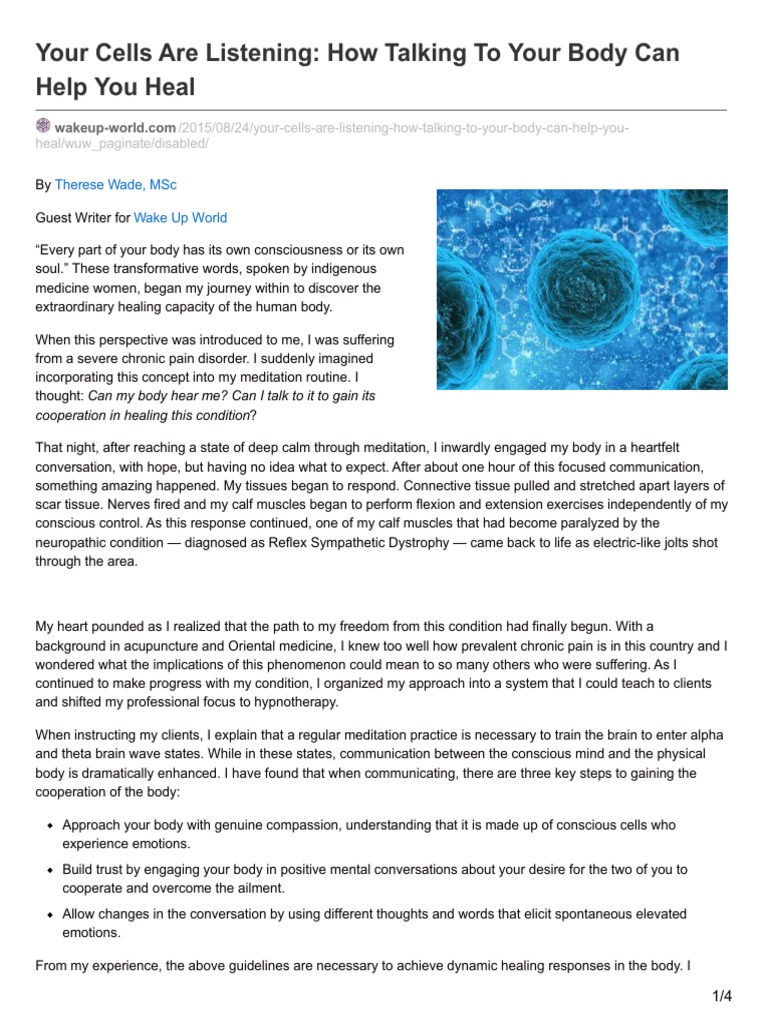 Your Cells Are Listening How Talking To Your Body Can Help You Heal ...