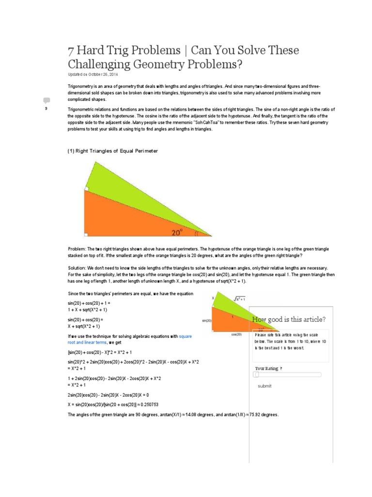 7 Hard Trig Problems _ Can You Solve These Challenging Geometry ...