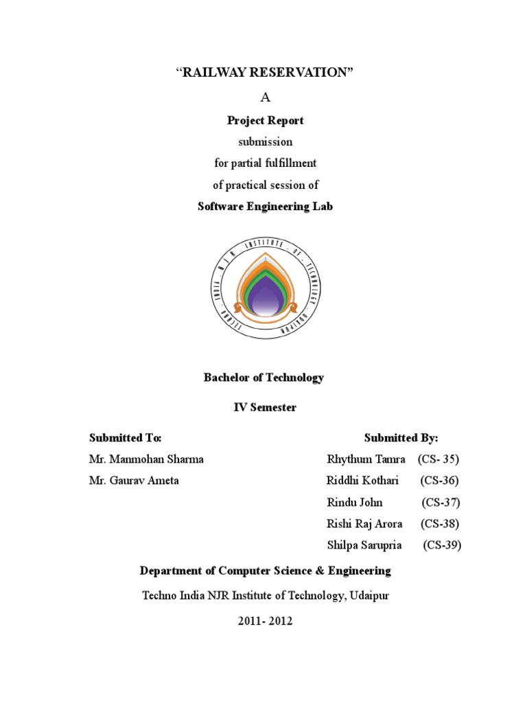 Railway Reservation Project Report | PDF | Usability | Databases