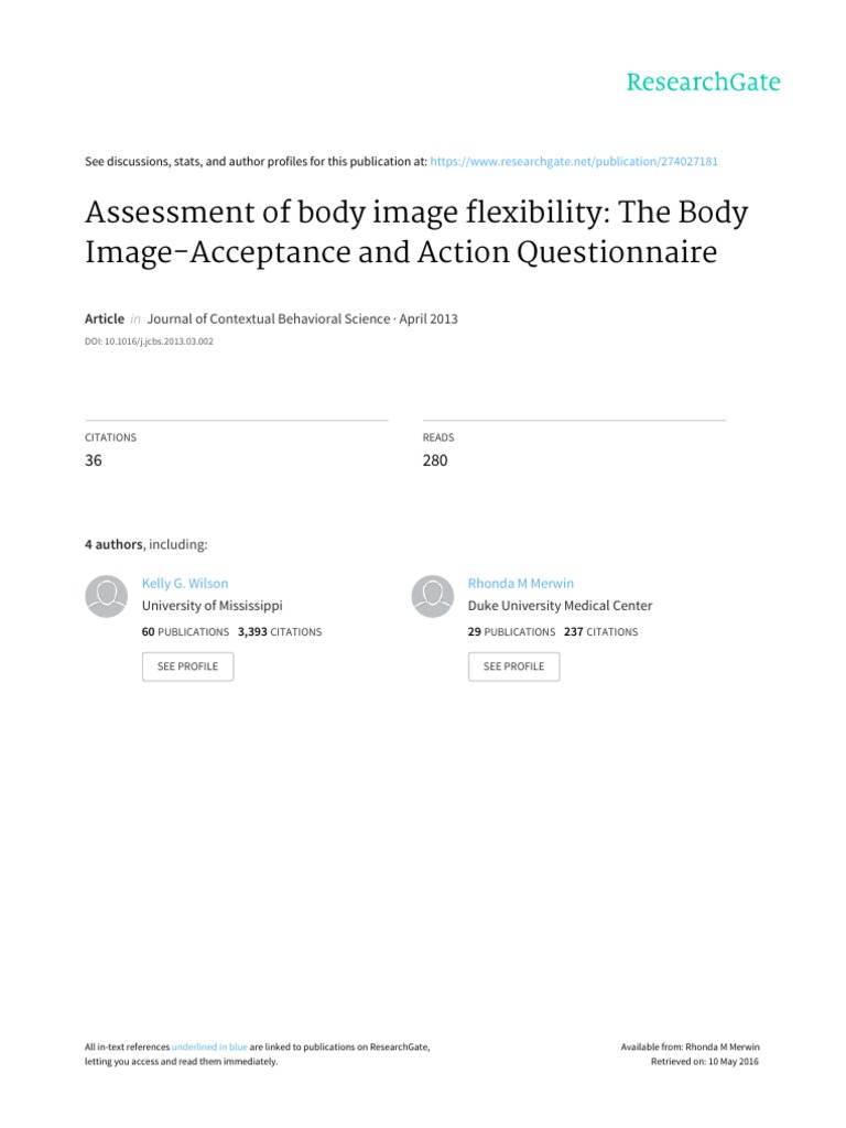 Assessment of Body Image Flexibility - BIAAQ | PDF | Factor Analysis ...
