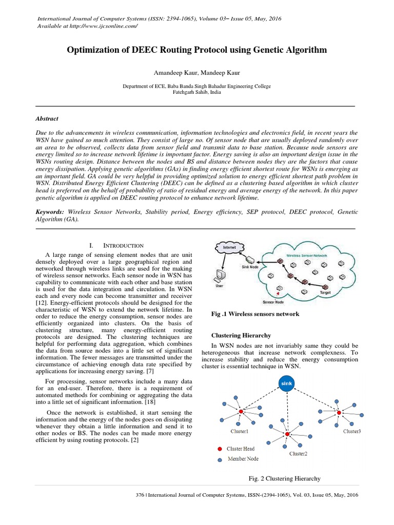 Optimization of DEEC Routing Protocol Using Genetic Algorithm PDF | PDF | Wireless Sensor ...
