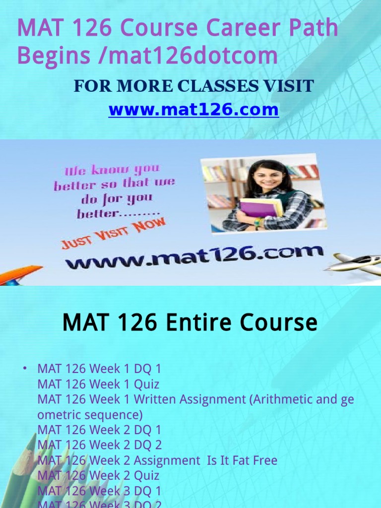 MAT 126 Course Career Path Begins Mat126dotcom | PDF | Function ...