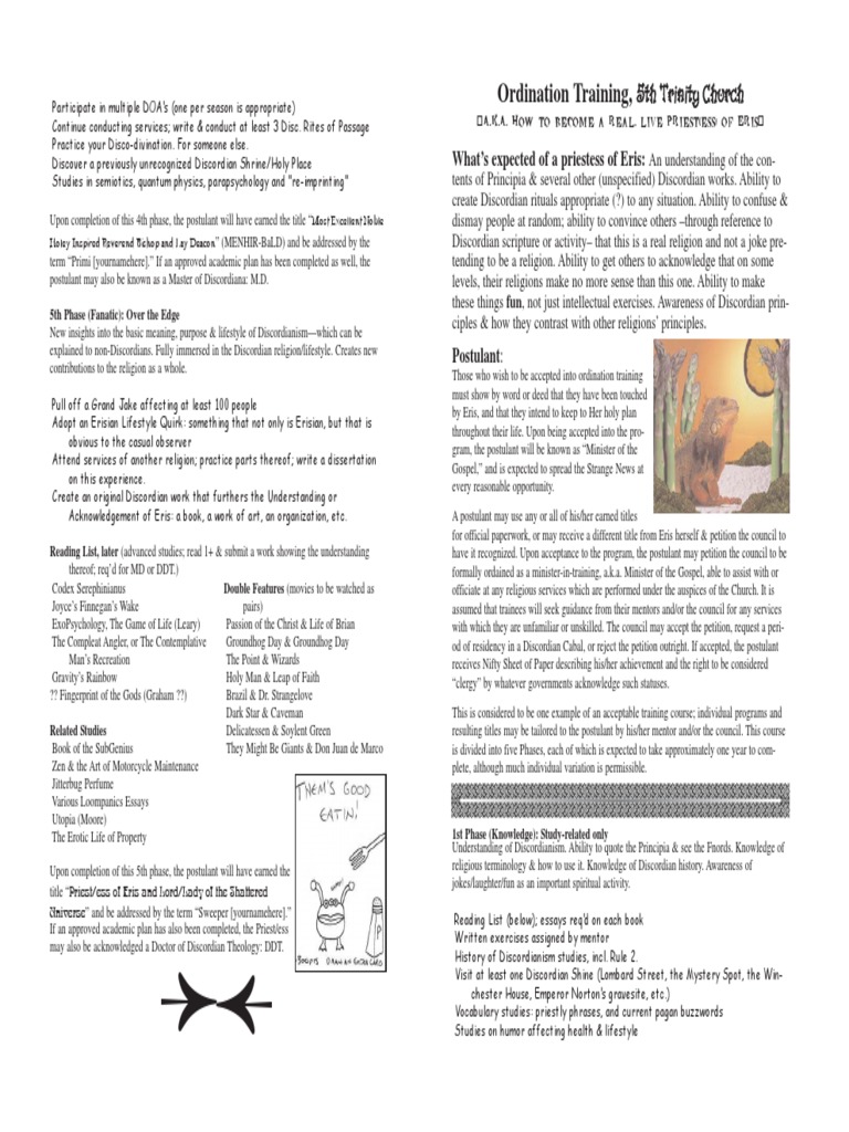 Discordian Ordination Description | Religion And Belief | Philosophical ...