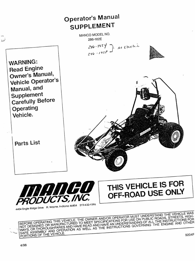 Manco 286 Manual | PDF