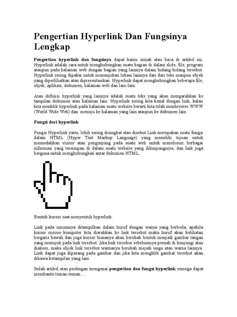 Pengertian Hyperlink Dan Fungsinya Lengkap | PDF