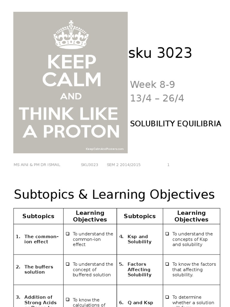 Solubility Equilibria | PDF | Buffer Solution | Chemical Equilibrium
