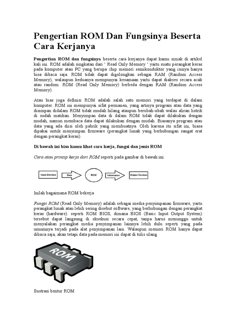 Pengertian ROM Dan Fungsinya Beserta Cara Kerjanya | PDF